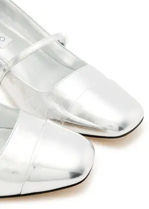 JIMMY CHOO Elisa 45 Metallic Leather Pumps - Silver