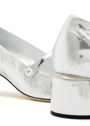 JIMMY CHOO Elisa 45 Metallic Leather Pumps - Silver