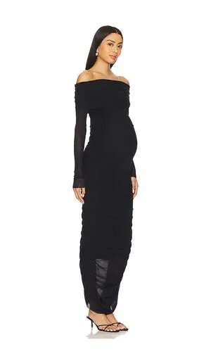 BUMPSUIT Off The Shoulder Ruched Maxi Dress - Black
