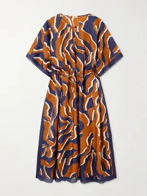 ERES Continent Archipel Printed Silk-chiffon Kaftan - Brown