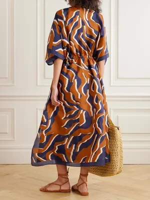 ERES Continent Archipel Printed Silk-chiffon Kaftan - Brown