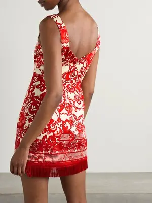 Cara Cara Anna Fringed Printed Cotton-blend Mini Dress