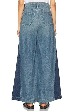 NILI LOTAN Ebony Wide Leg Jeans - Blue Denim Patchwork