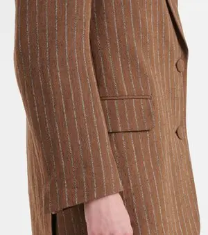 Dries Van Noten Striped Linen-blend Blazer - Brown