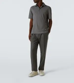 Zegna Cotton Polo Shirt - Grey