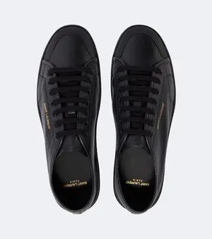 Saint Laurent Leather Lace-up Sneakers - Black