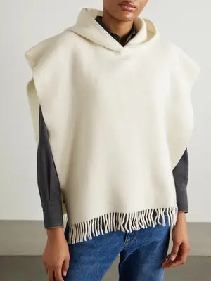 Brunello Cucinelli Hooded Fringed Wool And Cashmere-blend Poncho