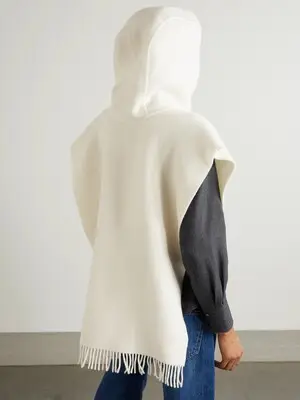 Brunello Cucinelli Hooded Fringed Wool And Cashmere-blend Poncho