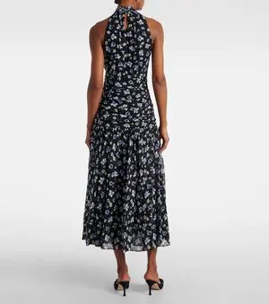 Veronica Beard Brock Halterneck Silk Midi Dress - Multicoloured