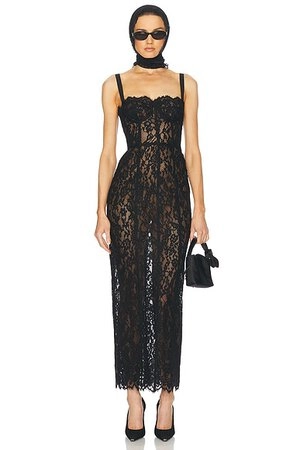 HELSA The Lace Column Dress - Black