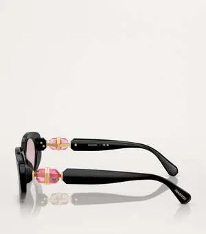 SWAROVSKI Oval Frame Sunglasses With Crystal Embellishments