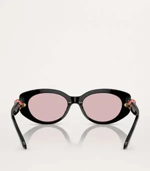 SWAROVSKI Oval Frame Sunglasses With Crystal Embellishments