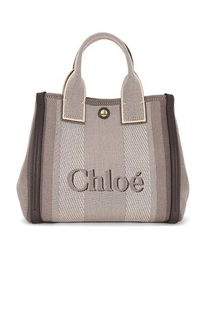 Chloé Carry Small Handbag In Canvas And Leather - Kohl Brown