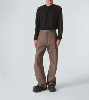 Rick Owens Geth Wide-leg Jeans In Dark Dust Cotton