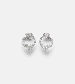 Yeprem 18kt White Gold Diamond Hoop Earrings - Silver
