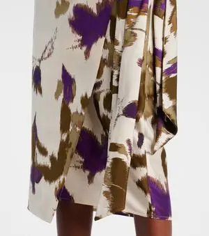 Max Mara Dritto Printed Silk Wrap Skirt
