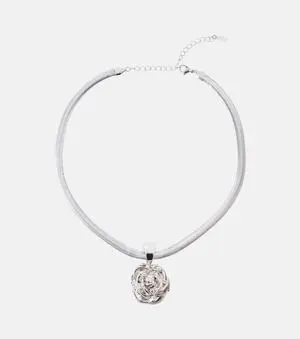 Magda Butrym Floral Crystal-embellished Pendant Necklace - Silver