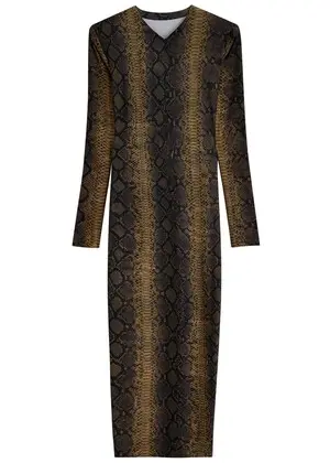 Norma Kamali Python Print Maxi Dress