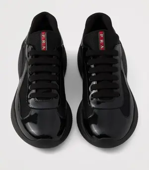 Prada Patent Leather-blend America's Cup Sneakers - Black