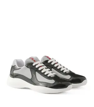Prada Patent Leather-blend America's Cup Sneakers - Grey