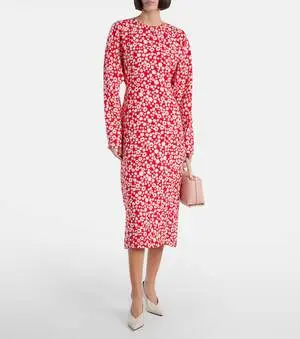 Marni Floral Enver Satin Midi Dress