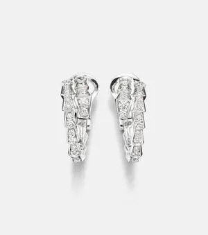BVLGARI Serpenti Viper 18kt White Gold Diamond Hoop Earrings - Silver
