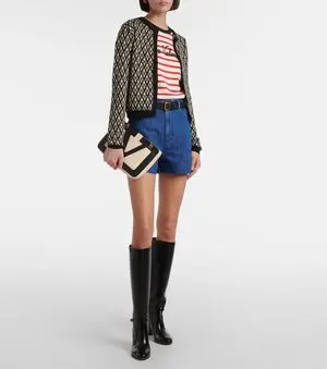 Valentino Garavani Cotton And Linen Denim Shorts