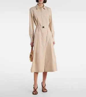 Tory Burch Pleated Cotton-blend Shirt Dress