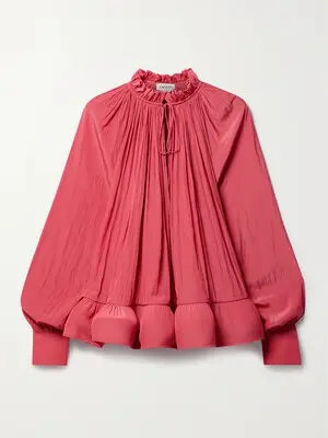 LANVIN Gathered Charmeuse Blouse - Pink