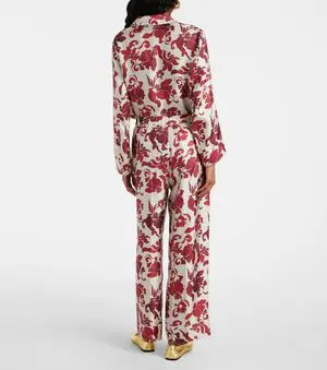 Max Mara Leda Printed Silk Wide-leg Trousers