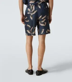 Dries Van Noten Printed Silk Shorts - Blue
