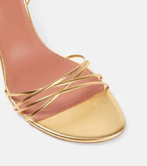 Amina Muaddi Lori Metallic Leather Sandals - Gold