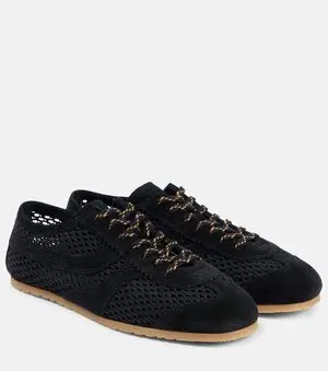 Dries Van Noten Suede-trimmed Mesh Sneakers - Black