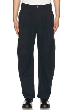 AFTER PRAY Curved Two Tuck Pants - Navy