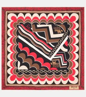 Emilio Pucci Printed Silk Twill Scarf Red