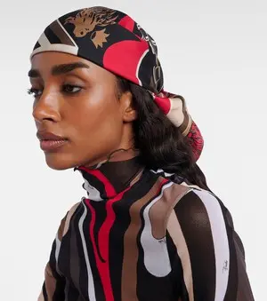 Emilio Pucci Printed Silk Twill Scarf - Red