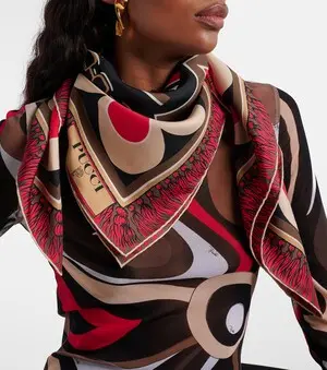 Emilio Pucci Printed Silk Twill Scarf - Red