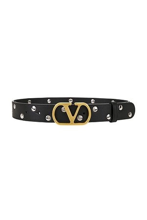 Valentino Garavani V Logo Signature Studs Belt Nero