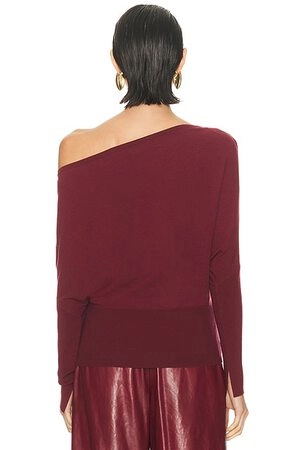 Simkhai Lavina Draped Off Shoulder Sweater - Cranberry