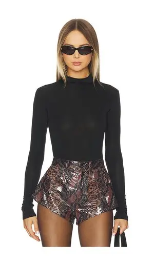 Lapointe Jersey Mock Neck Bodysuit - Black