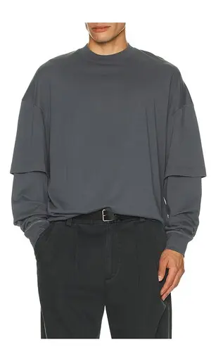 DARKPARK Troy Double Sleeve Tee In . Also - Grey