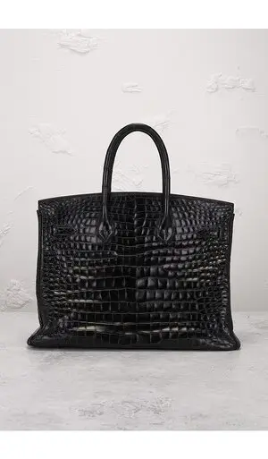 FWRD RENEW Hermes Shiny Porosus Crocodile Birkin 35 Handbag - Black
