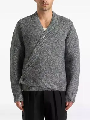 Manière De Voir Asymmetric Wool Blend Cardigan - Grey