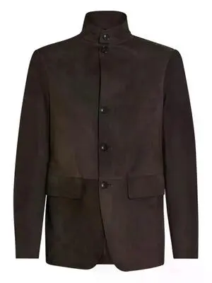 Zegna Secondskin Buttoned Leather Jacket - Brown