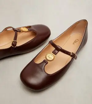 Chloé Leonore Embellished Leather Ballet Flats