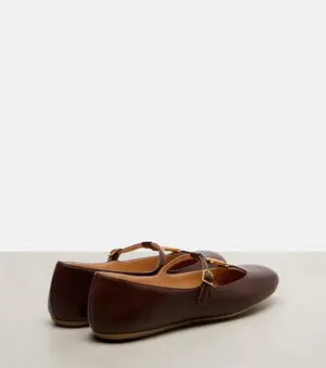 Chloé Leonore Embellished Leather Ballet Flats