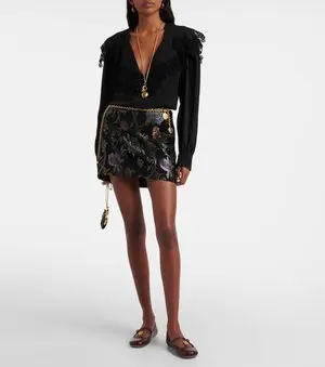 Chloé Leonore Embellished Leather Ballet Flats