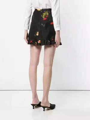 MACGRAW Bonjour Printed Silk Skirt - Black