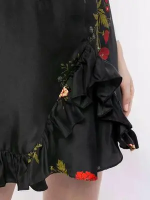 MACGRAW Bonjour Printed Silk Skirt - Black