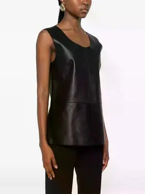 TOTEME Scoop-neck Leather Top
